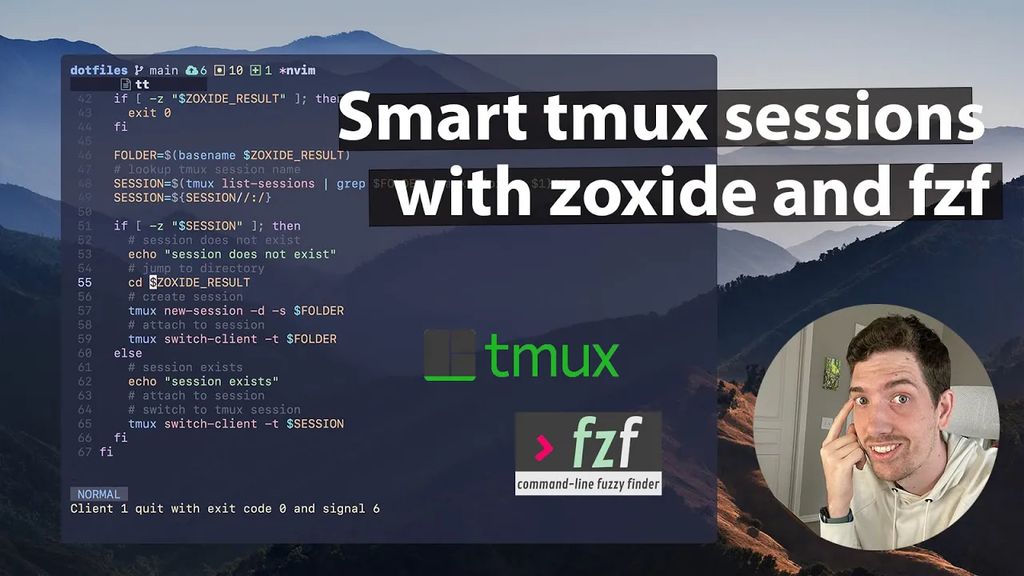 Smart tmux sessions with zoxide and fzf | Josh Medeski